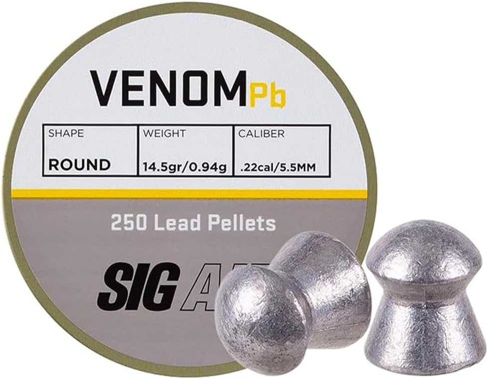 SIG Sauer Venom Pellets, 22 Cal, 14.5 Grains, Round Nose, 250ct – Cavtac